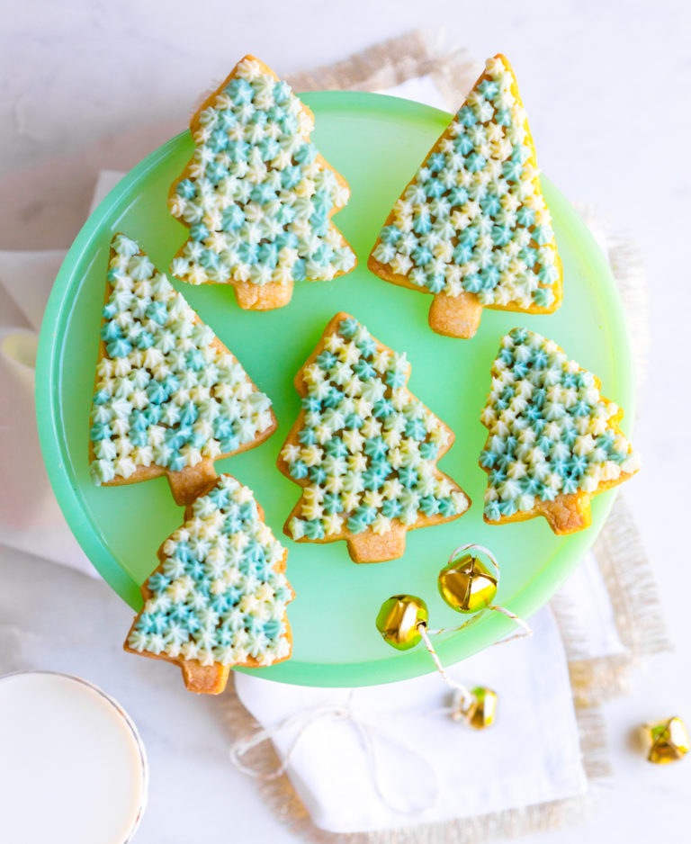 Vanilla Sugar Cookie Trees with Cream Cheese Frosting | Baking the Goods