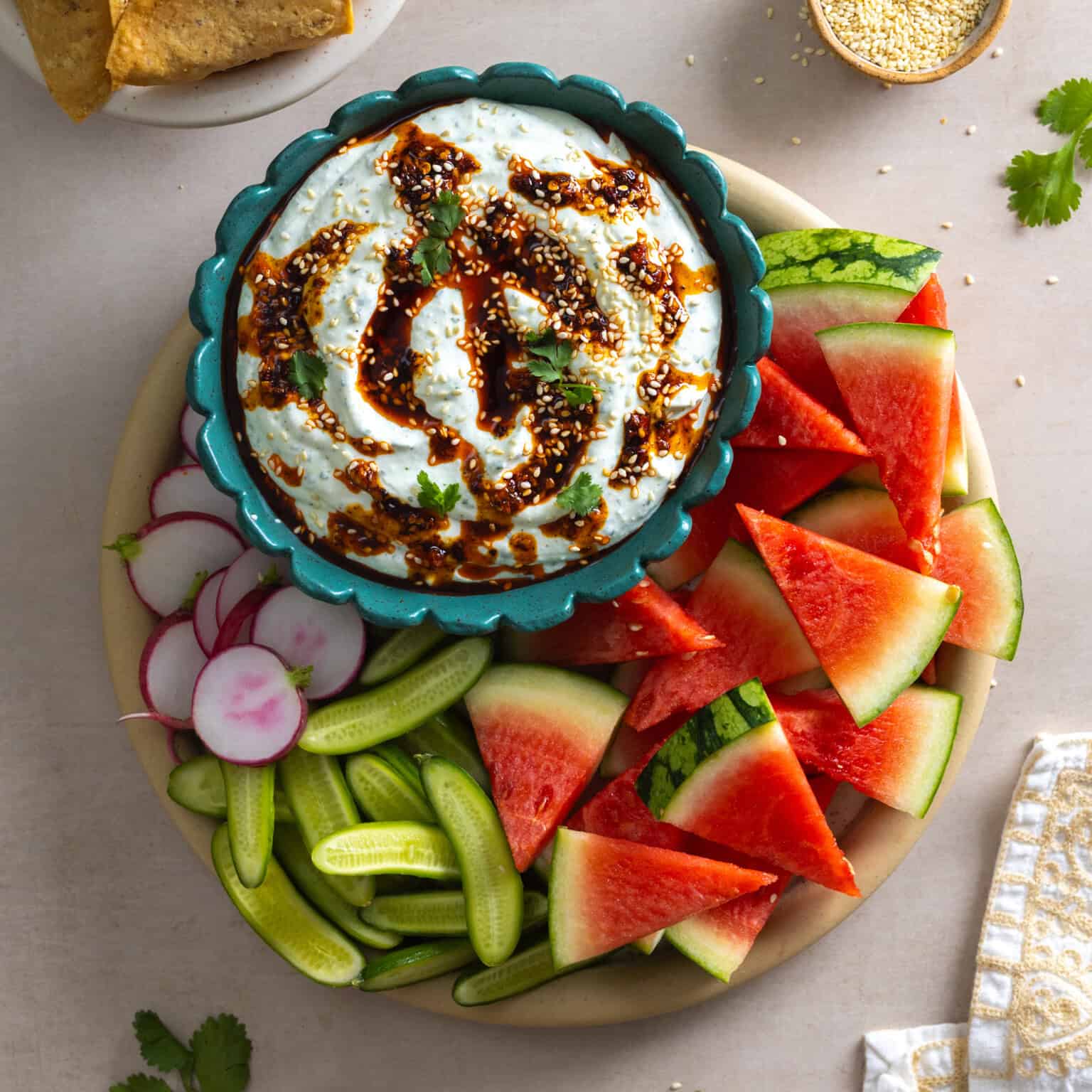 Chili Oil Cottage Cheese Dip | Baking the Goods