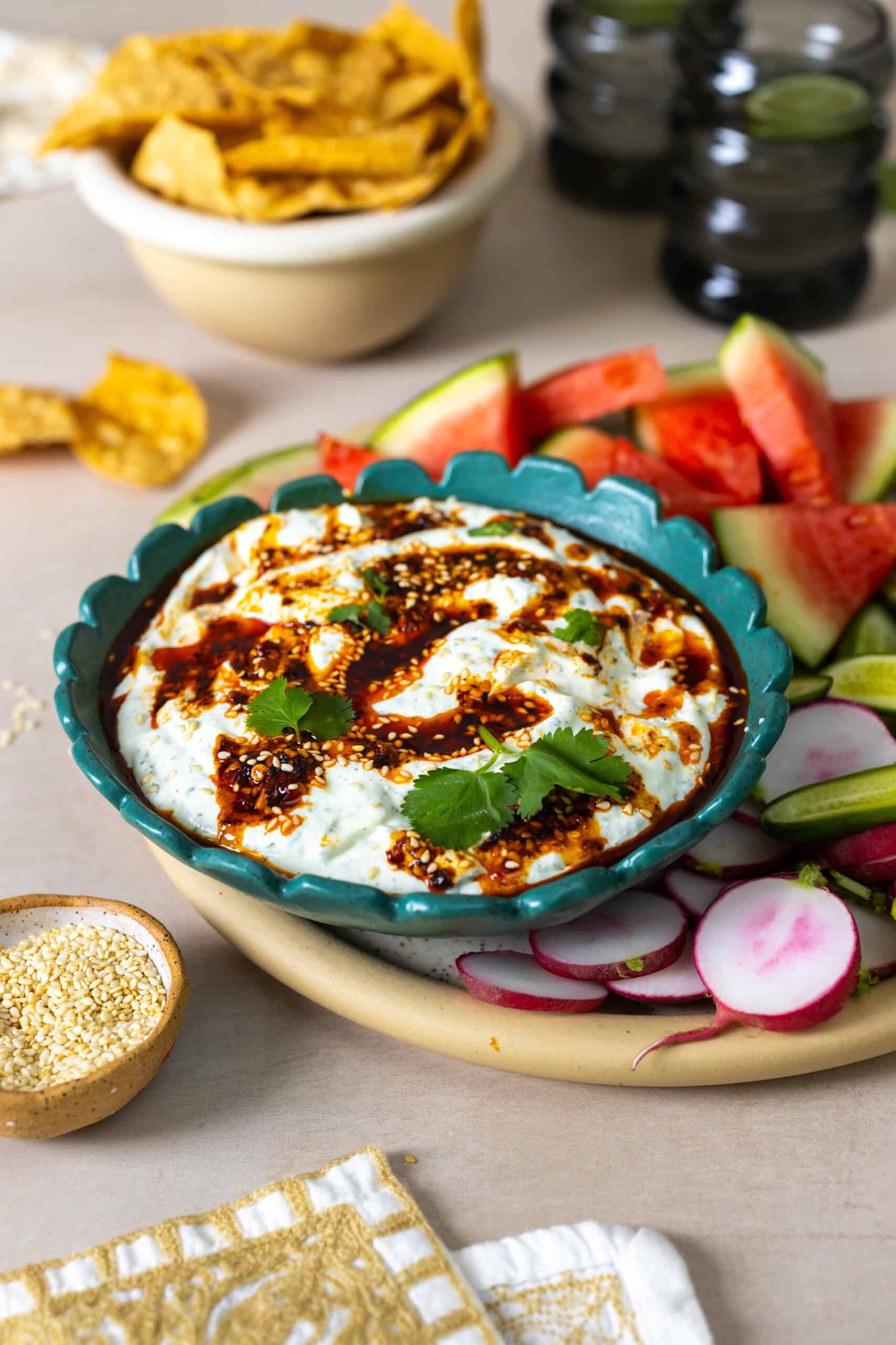 Chili Oil Cottage Cheese Dip | Baking the Goods