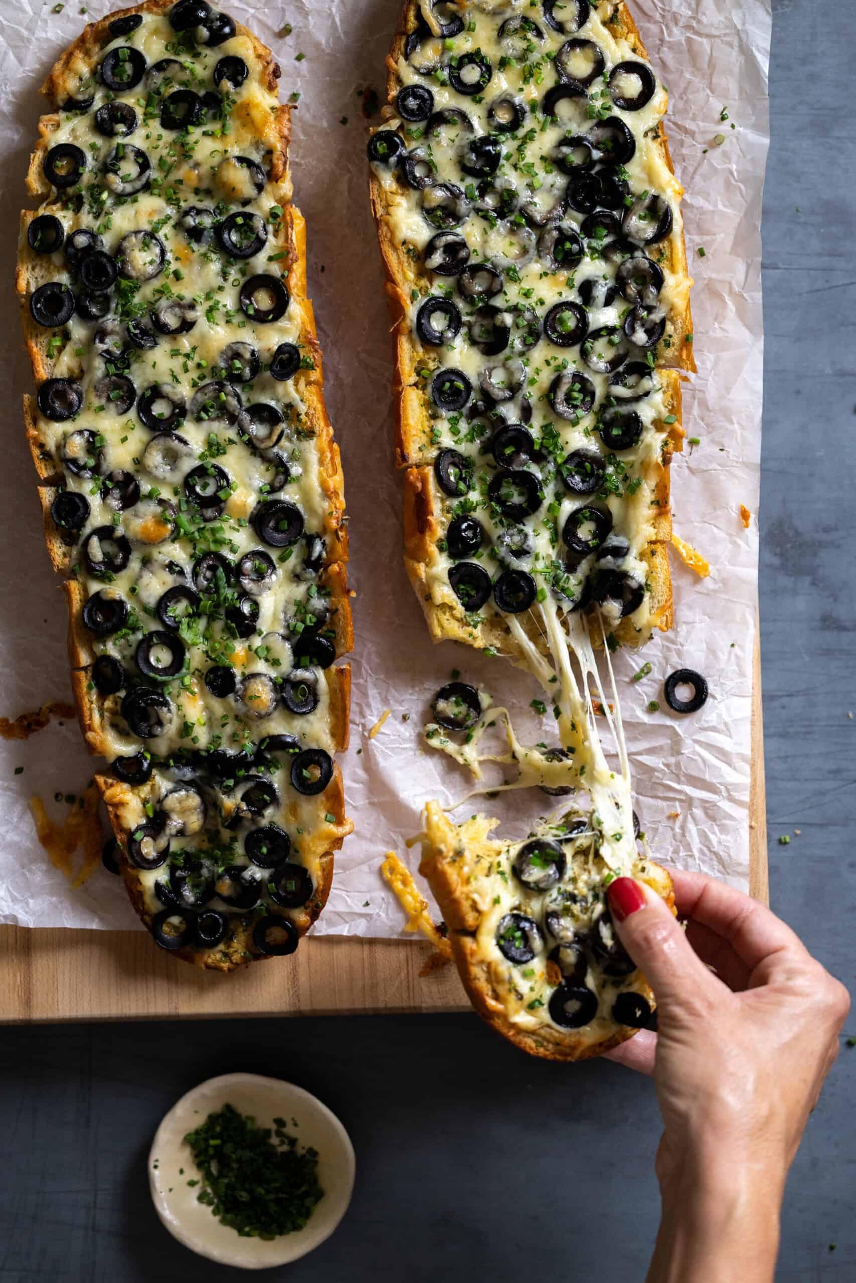 Cheesy Olive Garlic Bread | Baking the Goods